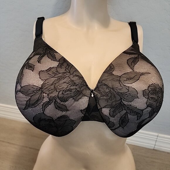 Cacique | Intimates & Sleepwear | Cacique Bra 48d Black Lace Over Beige ...